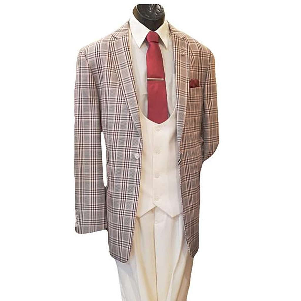 Men's 3pc Stacy Adams Plaid Suit - DF – Esquire Men’s Freeport