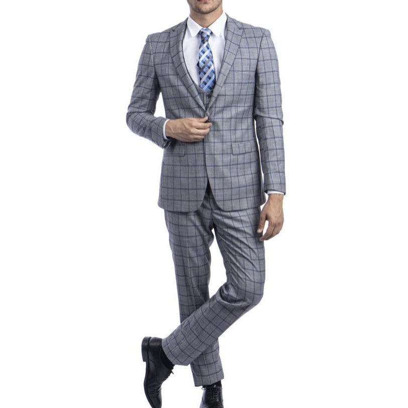 Men’s 3pc Ultra Slim Glen Plaid Suit – Esquire Men’s Freeport